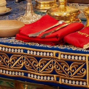 Velvet & Brocade Top Holy Table Cover With Embroidered Border, Holy ...
