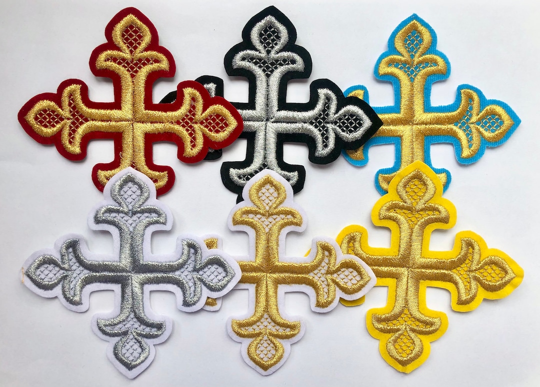 Embroidered Cross Patch for Liturgical Vestments, Different Size Cross ...