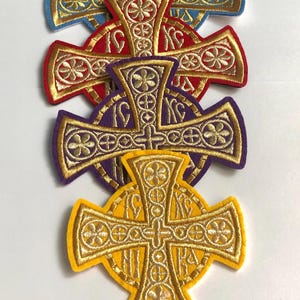 IC XC NIKA Pattern Christian Cross Patch, Liturgical Vestment Appliqué ...