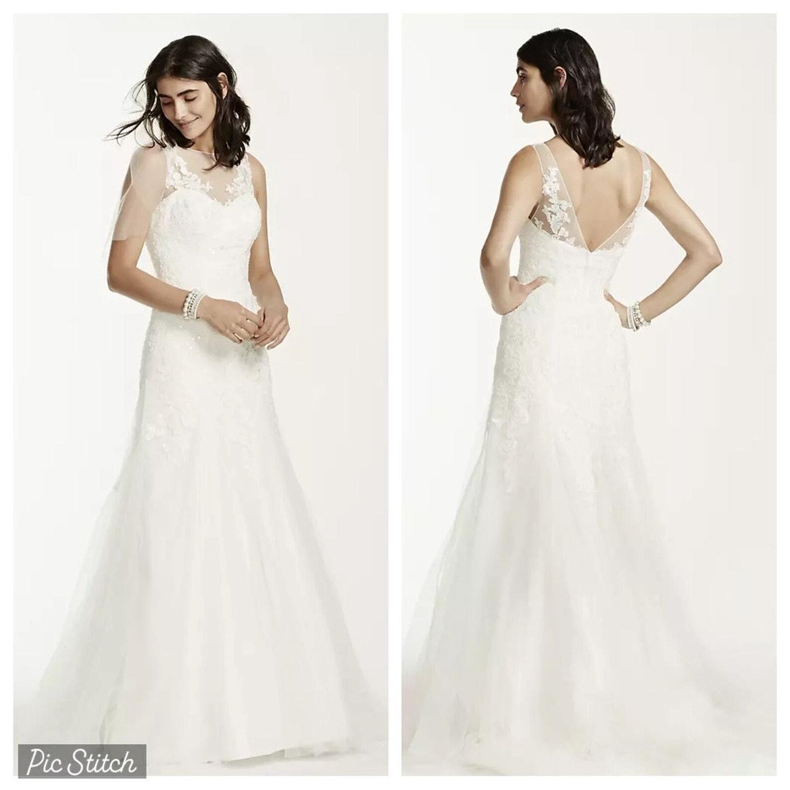 Beautiful New Davids Bridal Illusion Lace Wedding Gown - Etsy