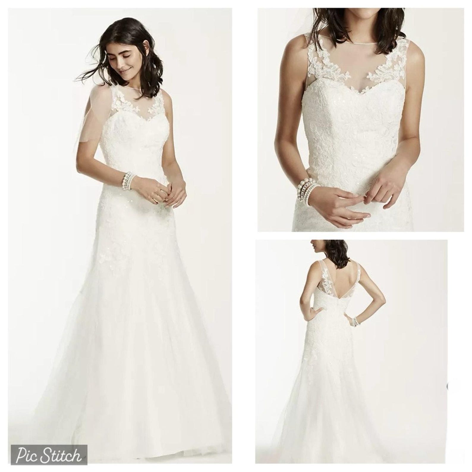 Beautiful New Davids Bridal Illusion Lace Wedding Gown - Etsy