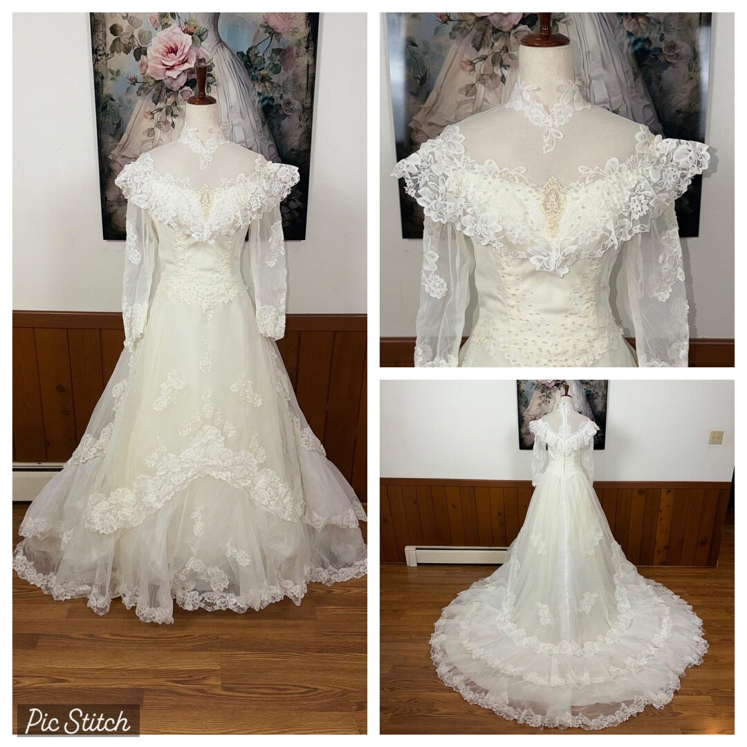Gorgeous Vintage 1970s/80s Mori Lee Lace Cape Wedding Gown - Etsy
