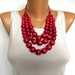 Handmade Red Necklace for Women,multi Strand Wooden Necklace,multi ...