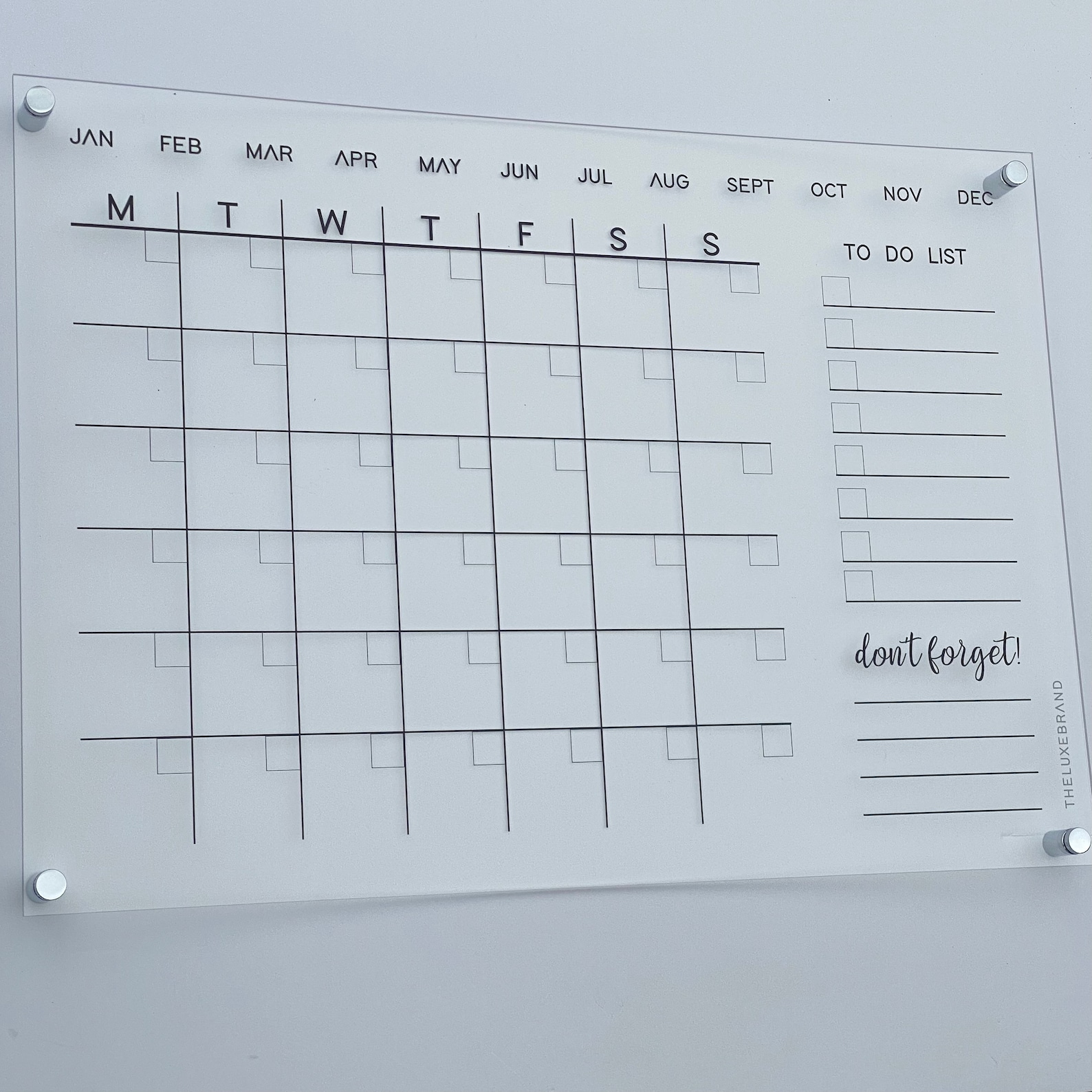 Monthly Wall Calendar UV Print on Acrylic Perspex, Family Schedule ...