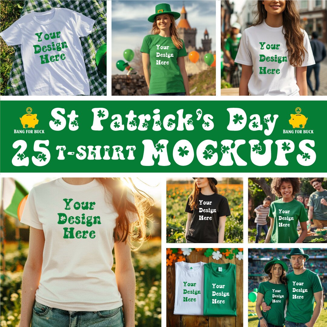 T-shirt St Patricks Day Mockup Bundle St Paddy's Day Bella Canvas ...