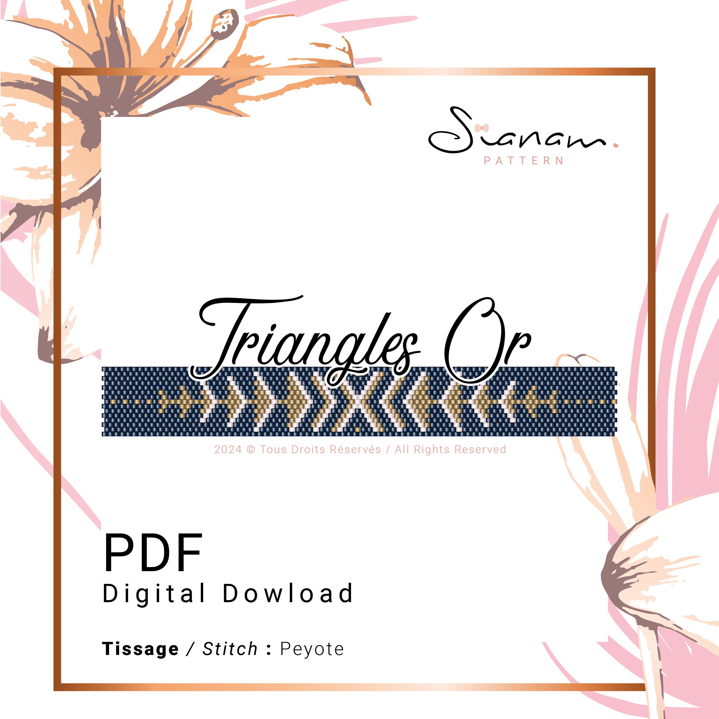 Pattern Diagrams Cuff Bracelet PEYOTE Weaving, Miyuki Weaving, Miyuki Delica Pattern Beads, PDF ...