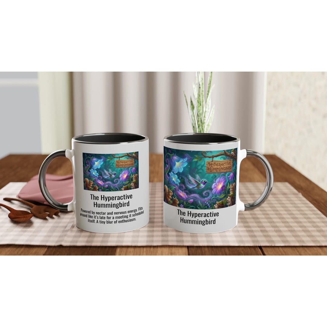 Hyperactive Hummingbird Mug • Funny Woodland Animal • Nature’s Little ...