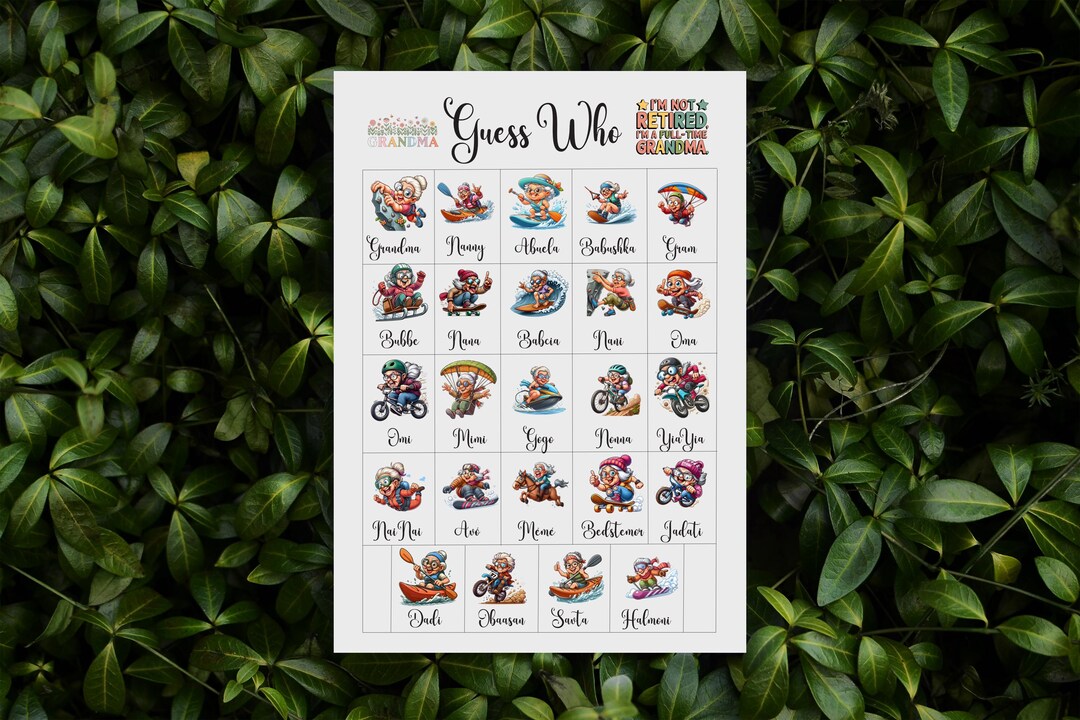 Guess Who Game Printable – Funny Grandmas in Multiple Languages (PDF ...