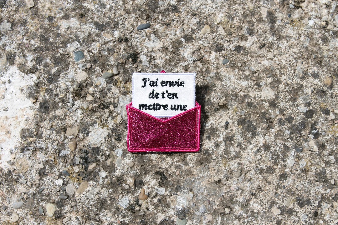 Brooch I Want to Send You an Embroidered Message + Colorful Glittery ...