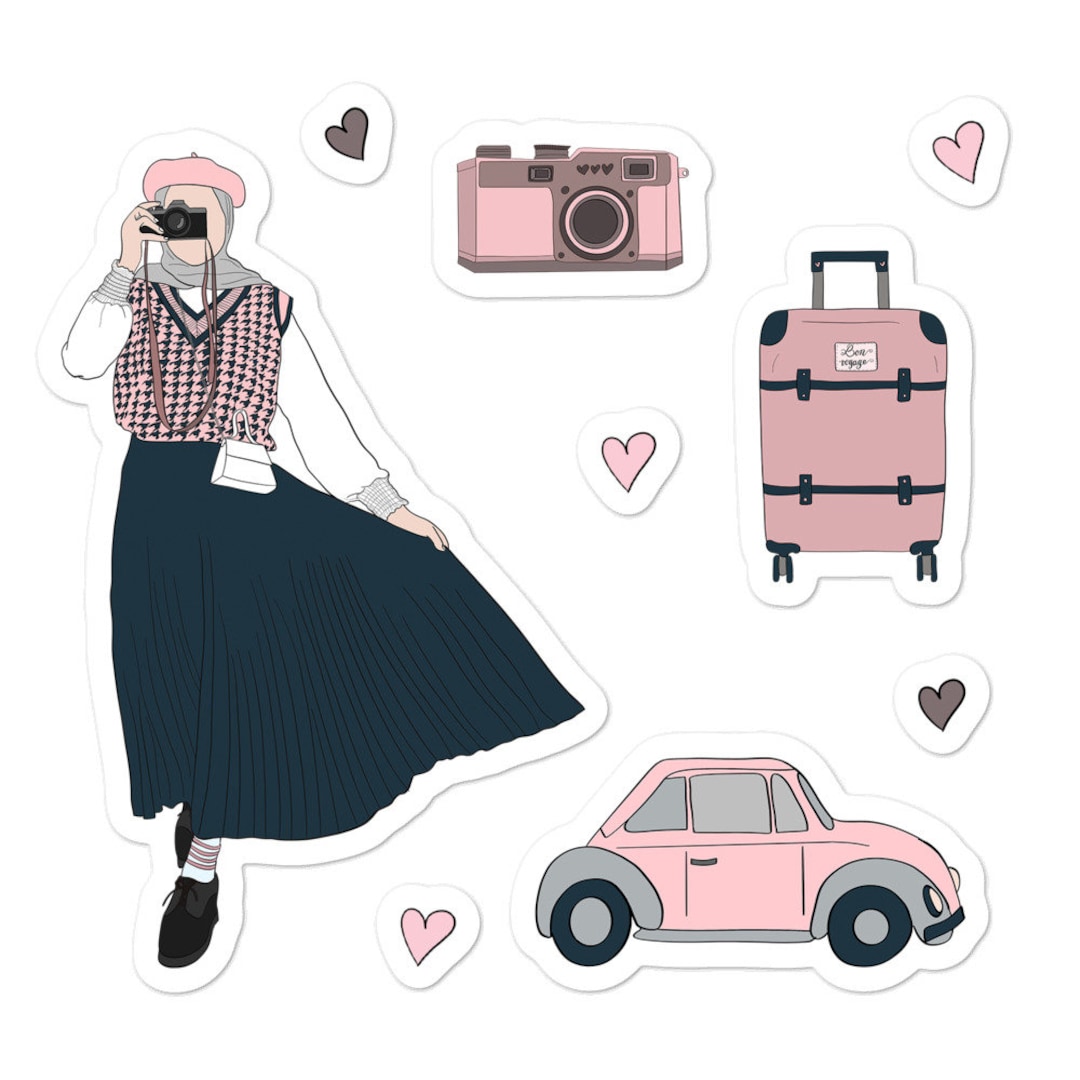Hijabi Photographer Sticker Sheet (pink), Hijabi Stickers, Muslim ...