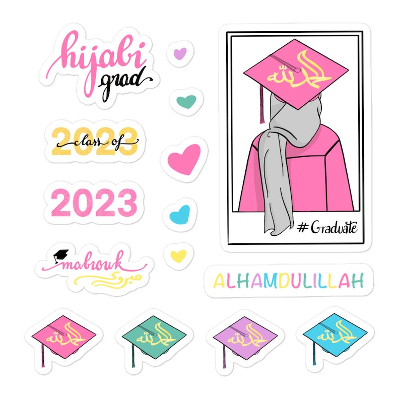 2023 Hijabi Grad, Hijabi Graduate Sticker, Muslim Girl Graduation - Etsy