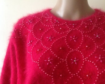 Pink angora sweater | Etsy