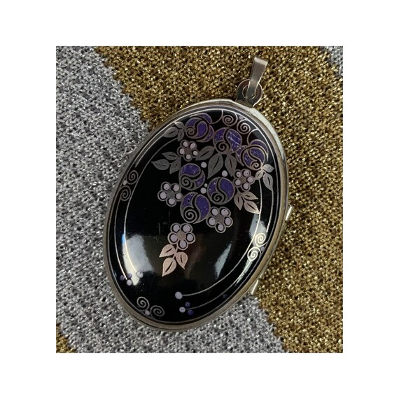 MICHAELA FREY Vintage Floral Oval Photo Locket 1970's… - Gem