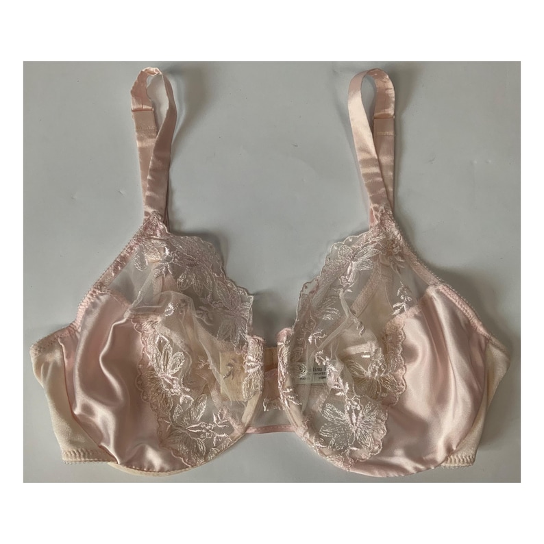 CHRISTIAN DIOR 80s Sheer Pink Underwire Bra / Vintage Romantic Silky ...