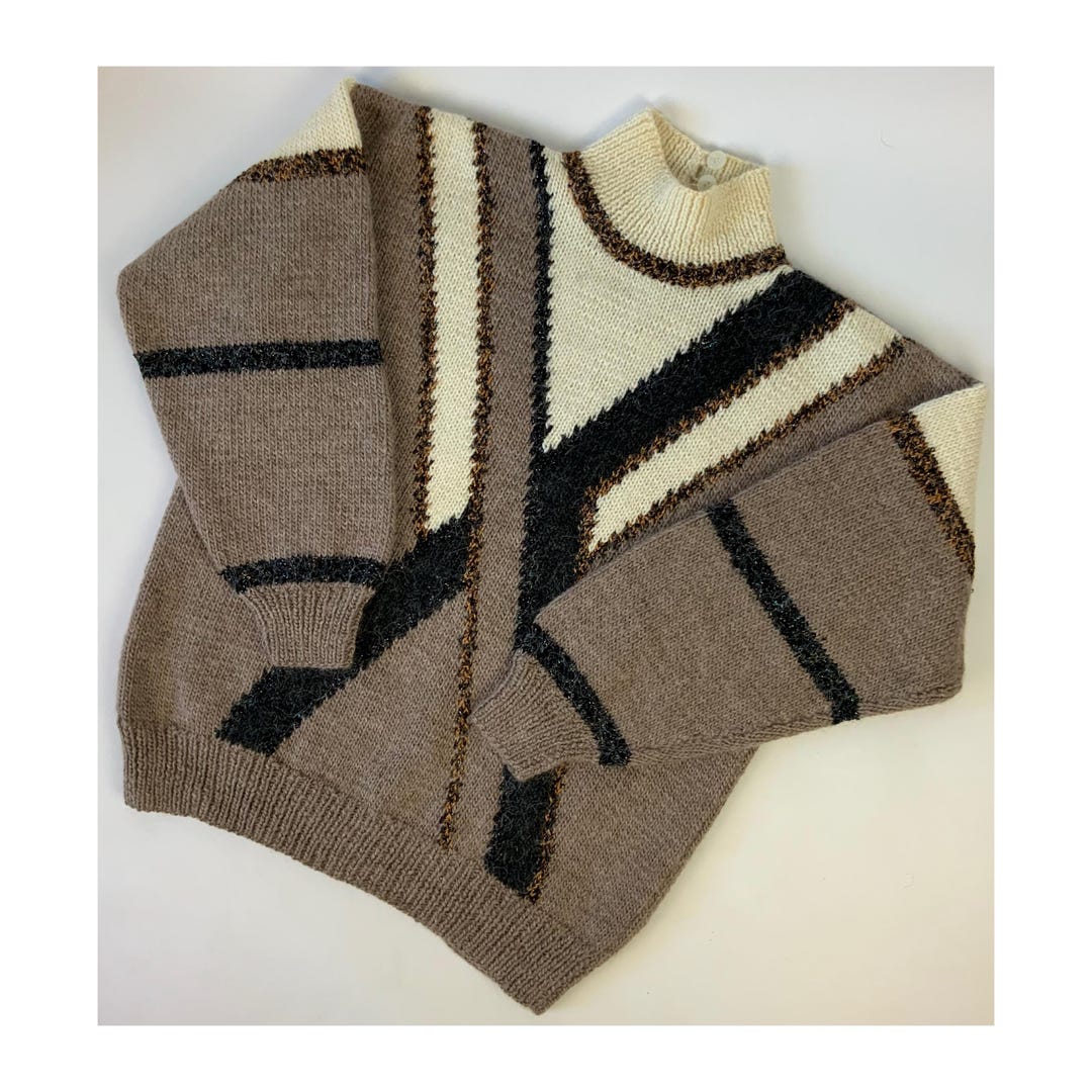 Vintage High Neck Winter Wool Sweater 1970's Brown Turtleneck Jumper ...