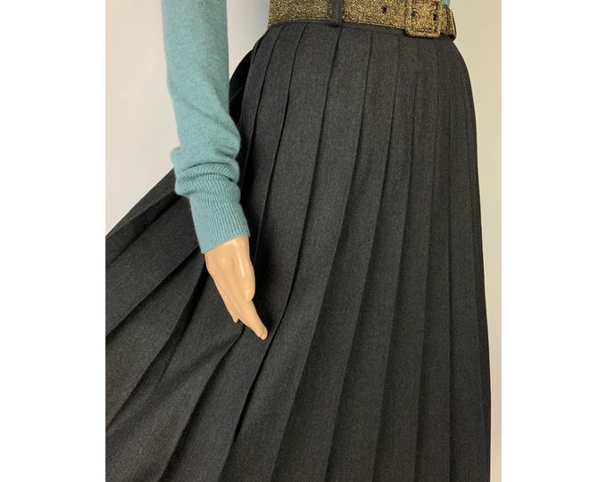 Vintage Wool Accordion Pleated Skirt Flare Grey Warm Winter Plisse ...