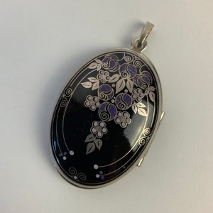 MICHAELA FREY Vintage Floral Oval Photo Locket 1970's Perfume Charm Art ...