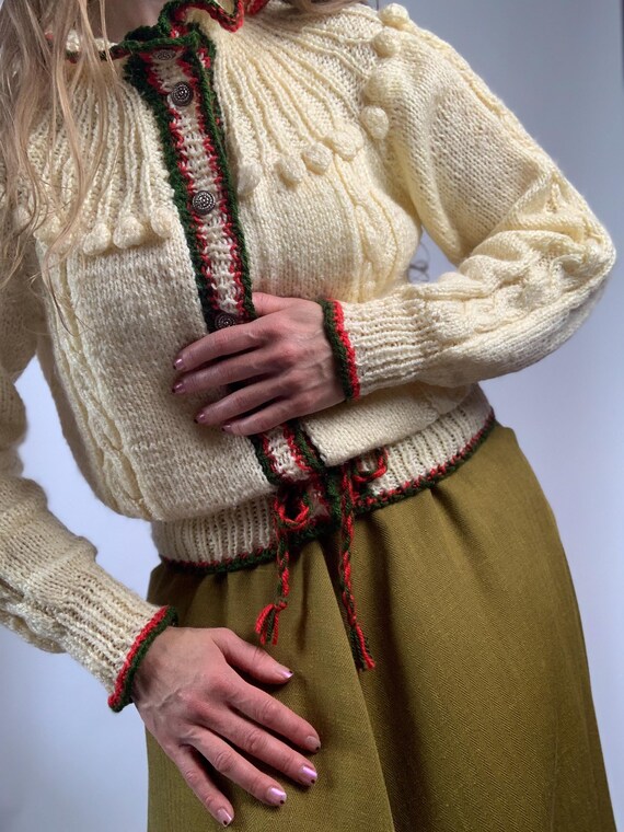 80s Vintage High Collar Victorian Style Cardigan / Po… - Gem