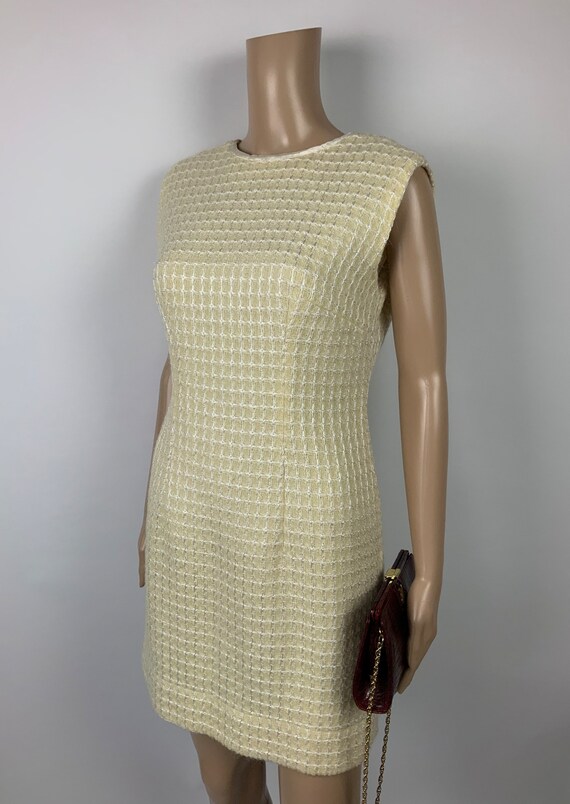 1960's White Boucle Vintage Mini Wool Dress Sixties S… - Gem