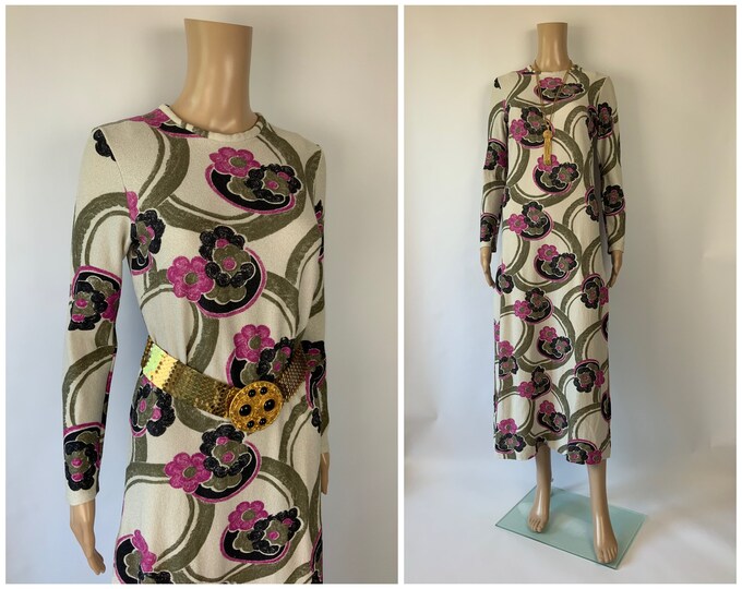 Vintage 1970's Show Stopper Maxi Dress / Seventies Flower Power Gown ...