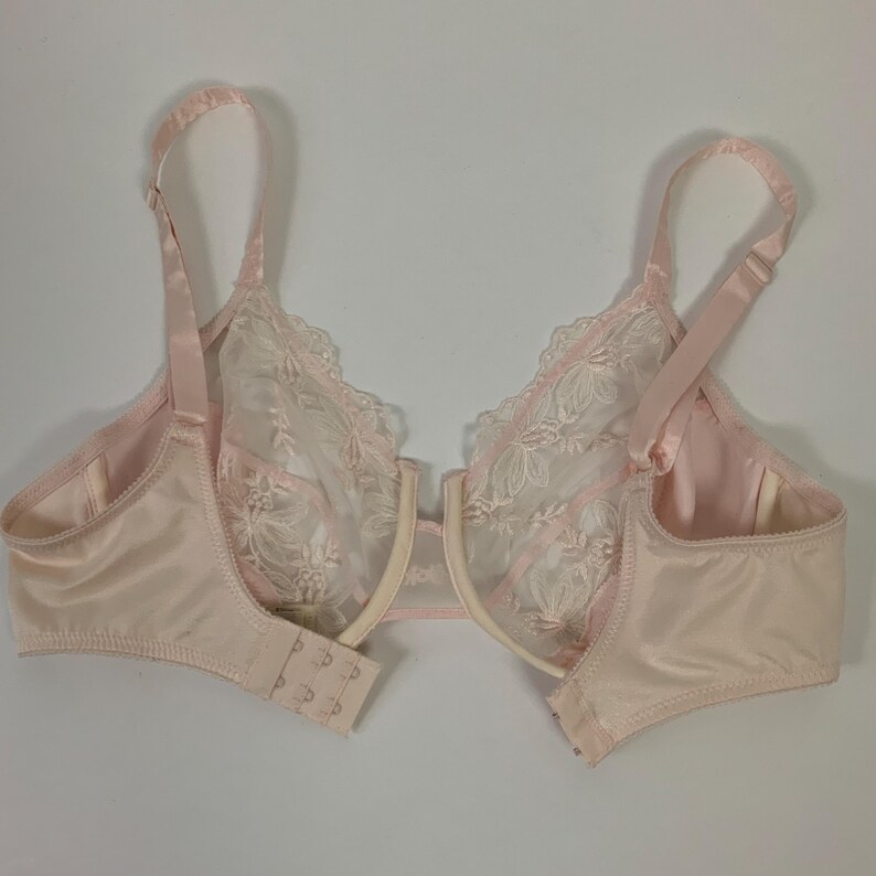 CHRISTIAN DIOR 80s Sheer Pink Underwire Bra / Vintage Romantic Silky ...