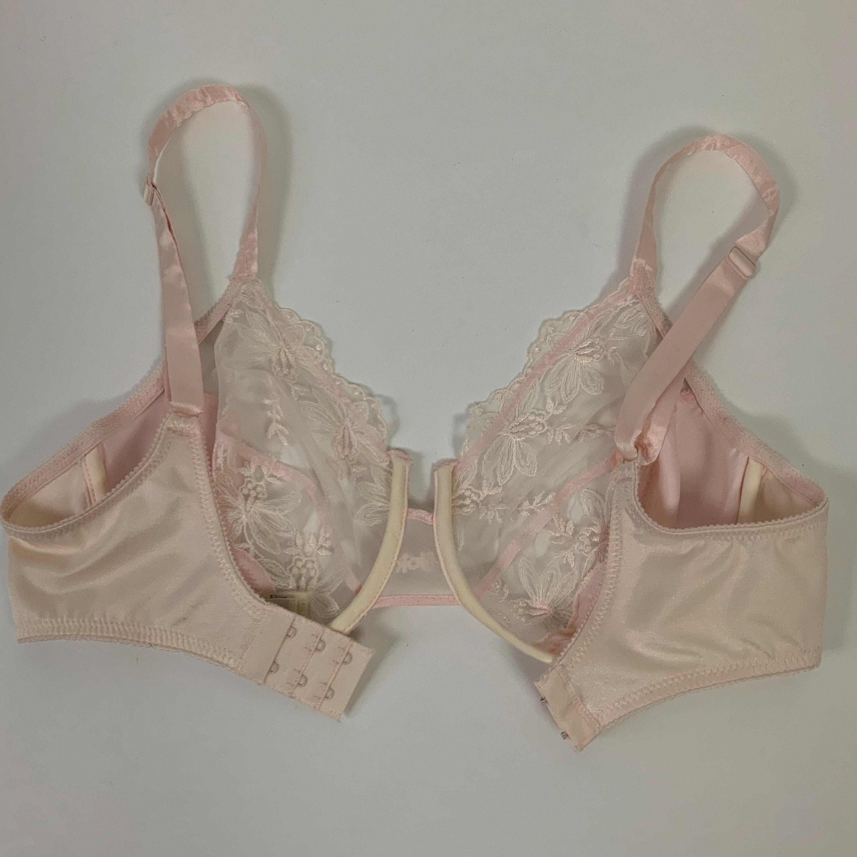 CHRISTIAN DIOR 80s Sheer Pink Underwire Bra / Vintage Romantic Silky ...