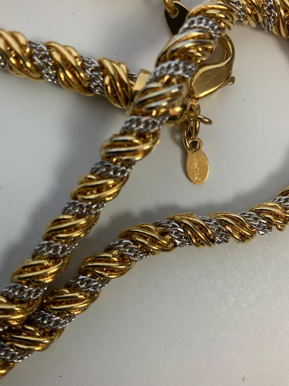 MONET Vintage Gold Silver Chunky Twisted Chain Neckla… - Gem
