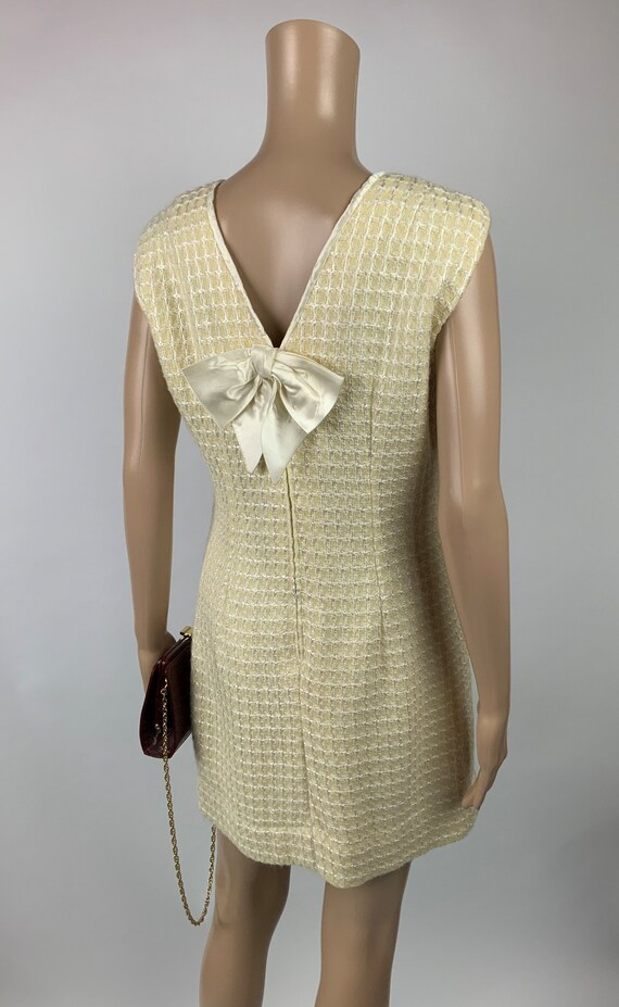 1960's White Boucle Vintage Mini Wool Dress Sixties S… - Gem