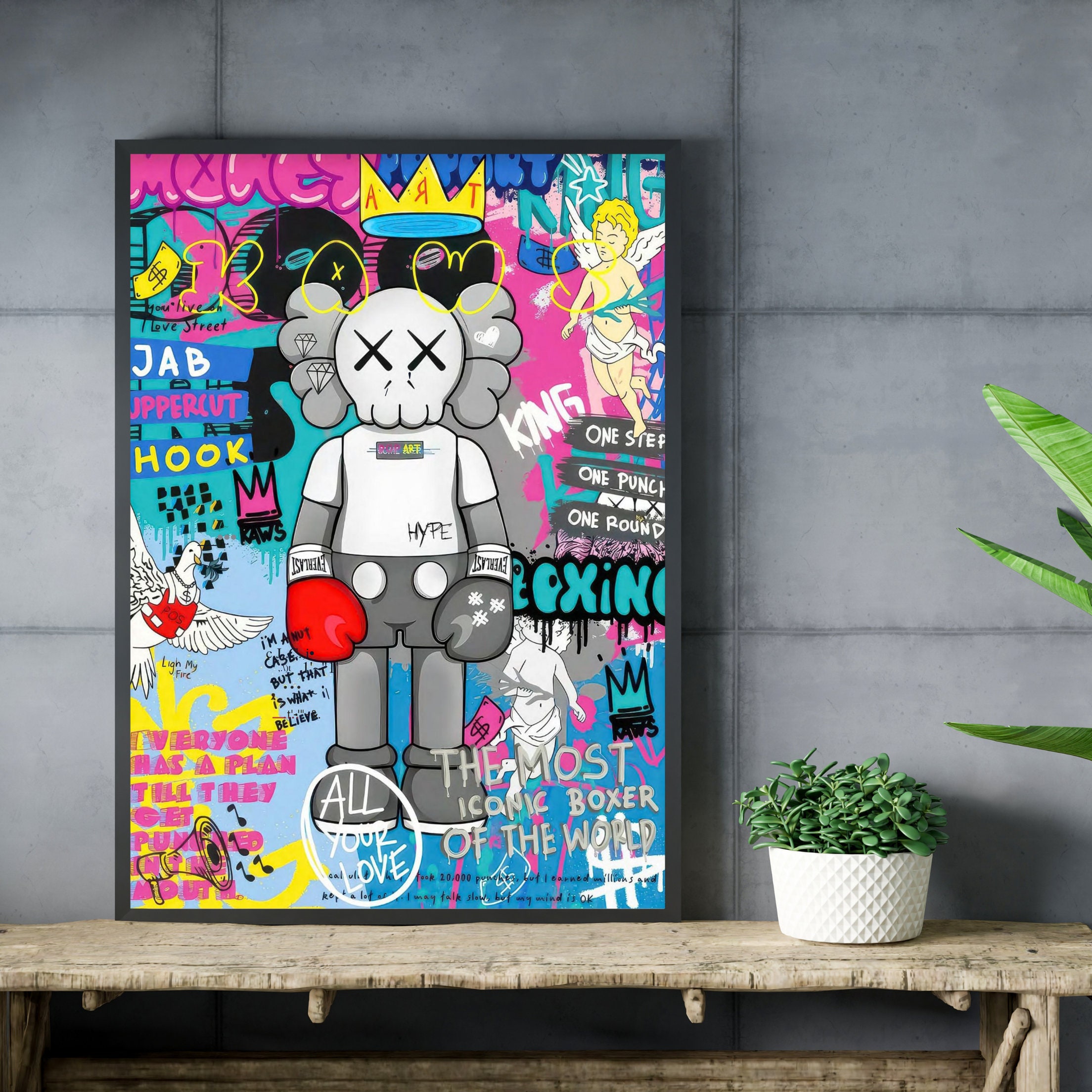 Boxing Wall Art Boxing Kaws Wall Art Birthday Gift Decoration Bedroom ...