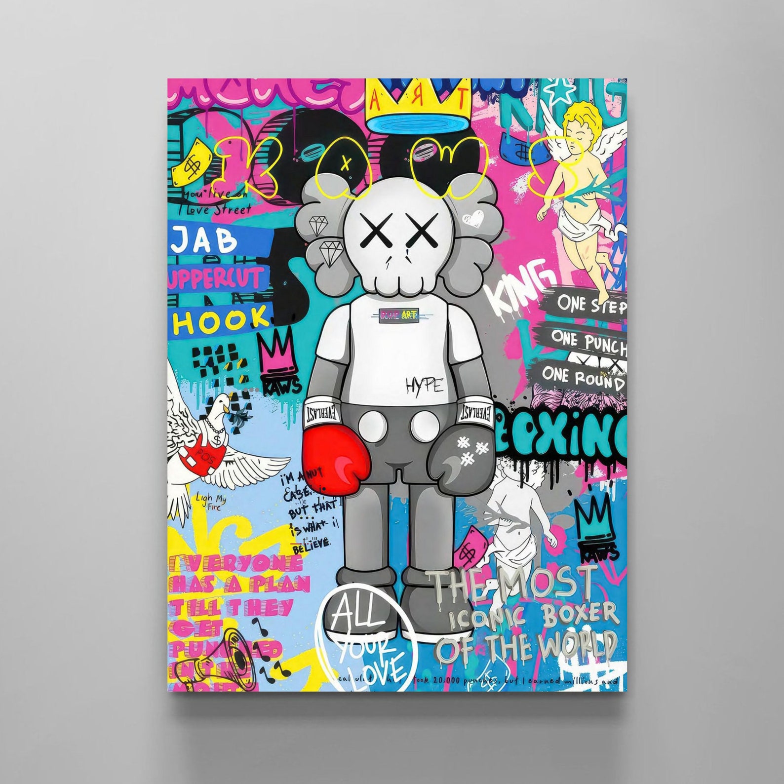Boxing Wall Art Boxing Kaws Wall Art Birthday Gift Decoration Bedroom ...