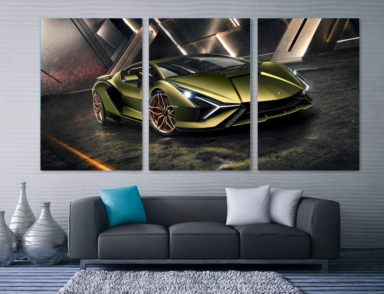 Lamborghini Wall Set of Prints Big Wall Art 72x36 Inch Trio Wall Art ...