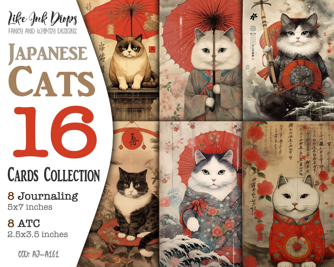 Japanese Cats Digital Printable Images Collection: Junk Journals ...