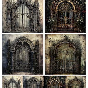 Mystical Dark Gothic Iron Gates Digital Images for Junk Journals and ...