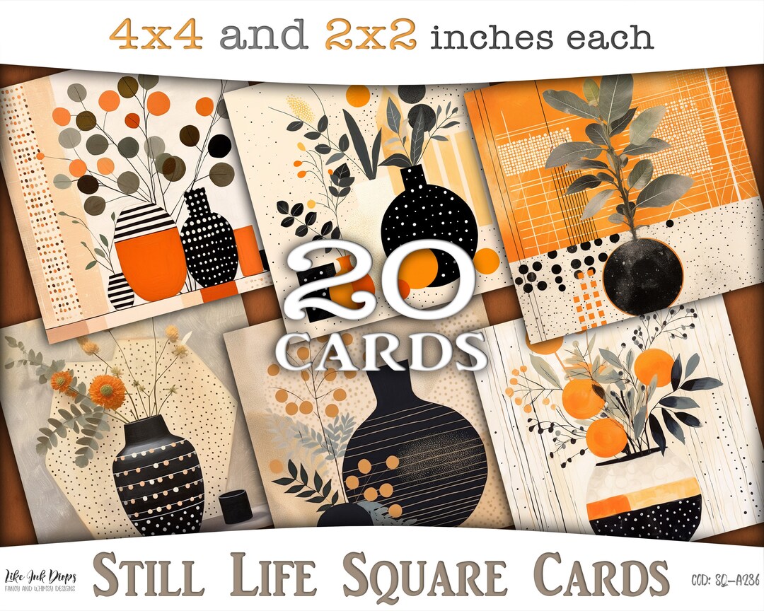 Still Life Digital Prints: Minimalist Botanical Printable Square Cards ...