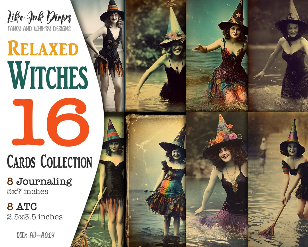 Funny and Happy Witches Theme Cards Collection: Printable Recolored ...