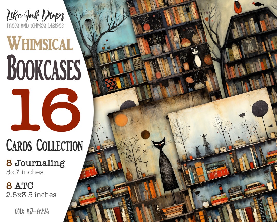 Whimsical Bookcases Junk Journal ATC Cards and Journaling Pages ...