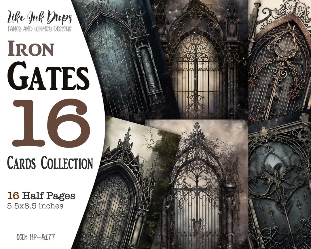 Mystical Dark Gothic Iron Gates Digital Images for Junk Journals and ...