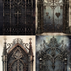 Mystical Dark Gothic Iron Gates Digital Images for Junk Journals and ...
