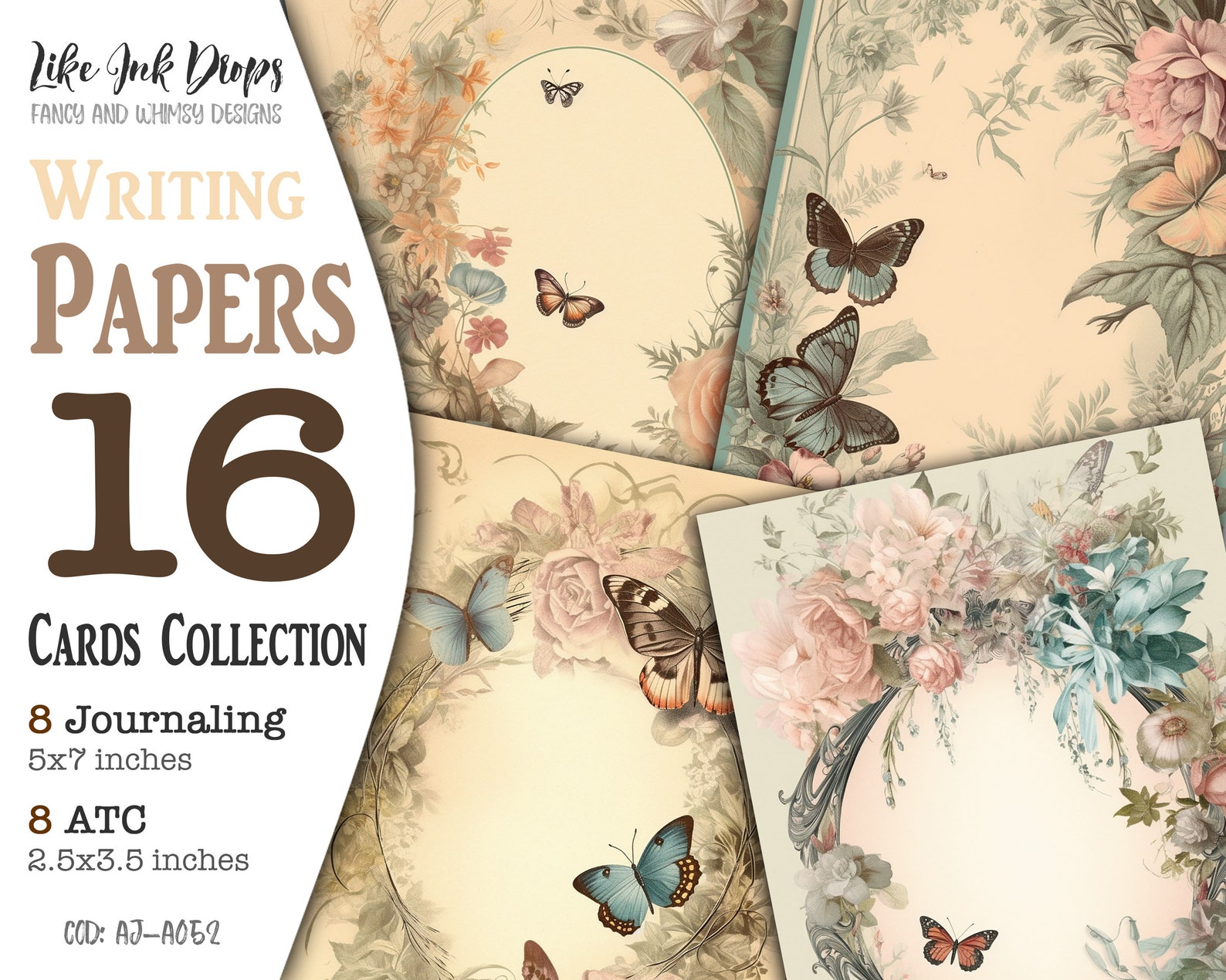 Vintage Victorian Floral Letter Papers With Butterflies: Shabby Junk ...