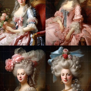 Marie Antoinette Digital Portraits: 20 Half Papers Rococo Style ...