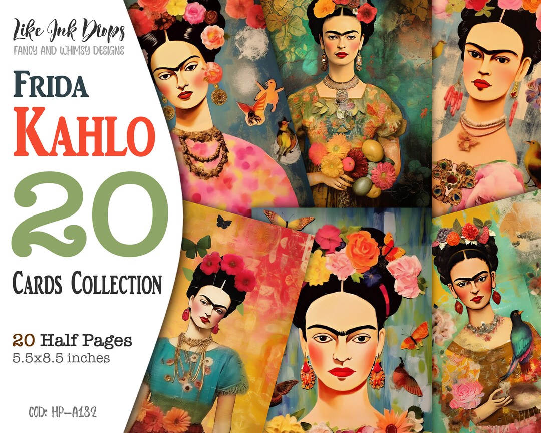 Frida Kahlo Whimsical Cards: Printable Digital Collage With Romantic ...