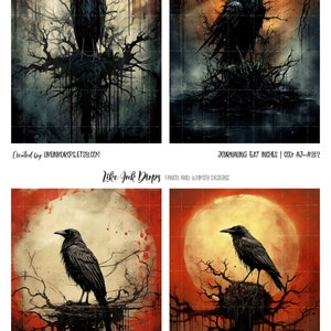 Surreal Crow Images for Junk Journal: Digital Gothic Watercolor Prints ...