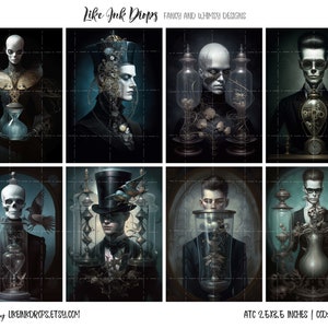 Retro Futuristic Junk Journal Pages: Printable Surreal Gents in Gothic ...