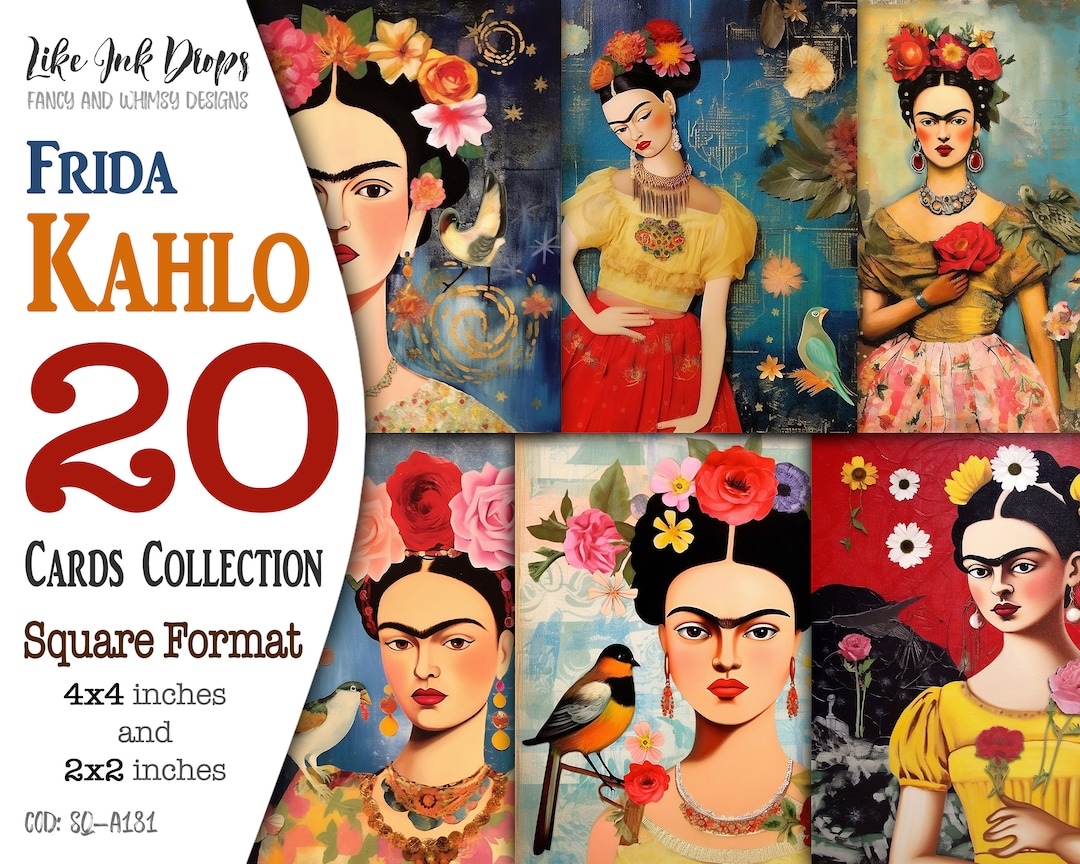 Frida Kahlo Whimsical Square Cards: 20 Printable Digital Collage With ...