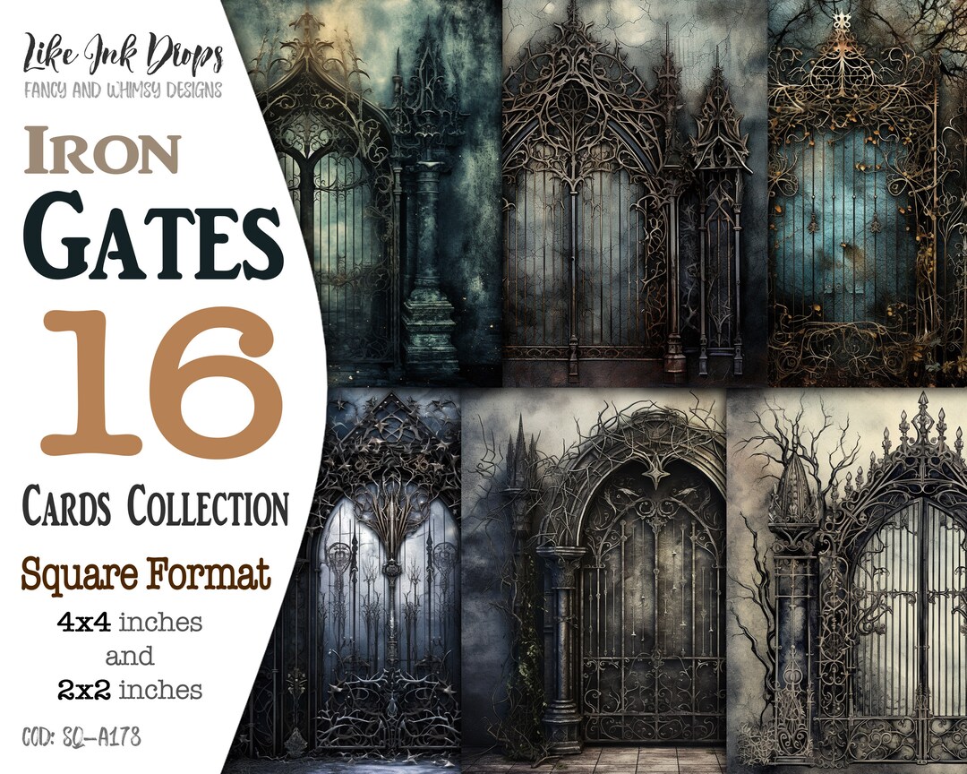 Mystical Dark Gothic Iron Gates Digital Images for Junk Journals and ...