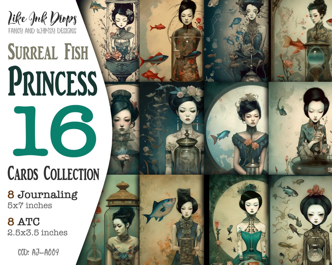 Surreal Fish Princess: Printable Oriental Style ATC and Journaling ...