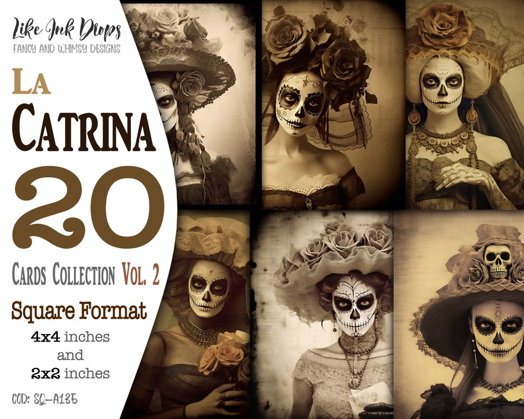 La Catrina Printable Card Making Supplies: Digital Dia De Los Muertos ...
