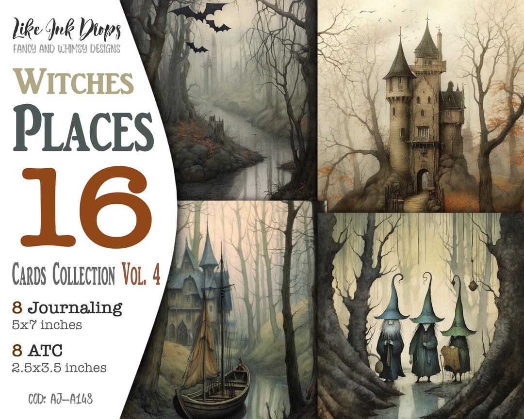 Witches Places ATC and Journaling Cards Collection: 16 Soft Color ...