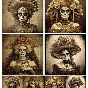 La Catrina Printable Card Making Supplies: Digital Dia De Los Muertos ...
