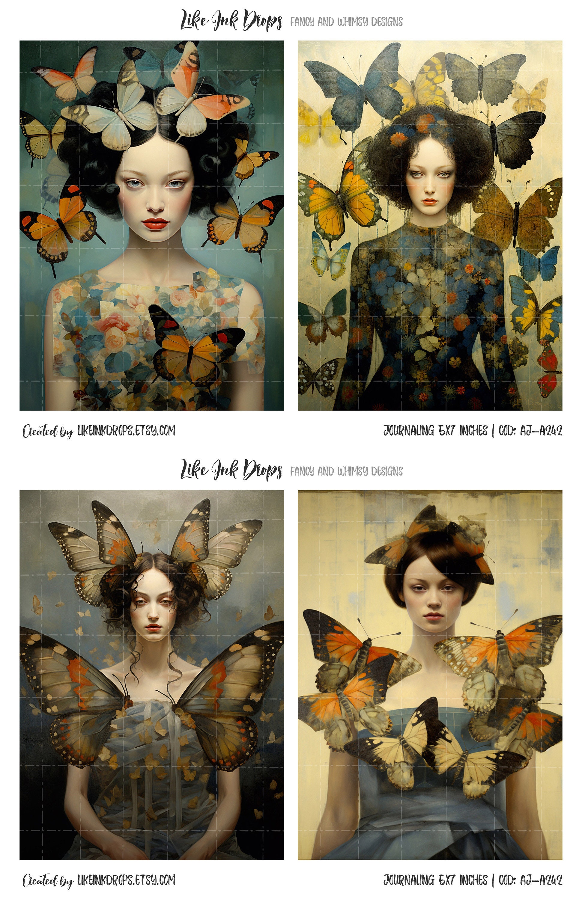 Printable Dreamy and Romantic Digital Collages With Ladies and ...